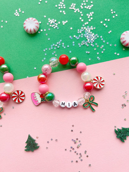 Christmas Pudding Peppermint Ribbon Charm Bracelet – Katherine Kelly Design