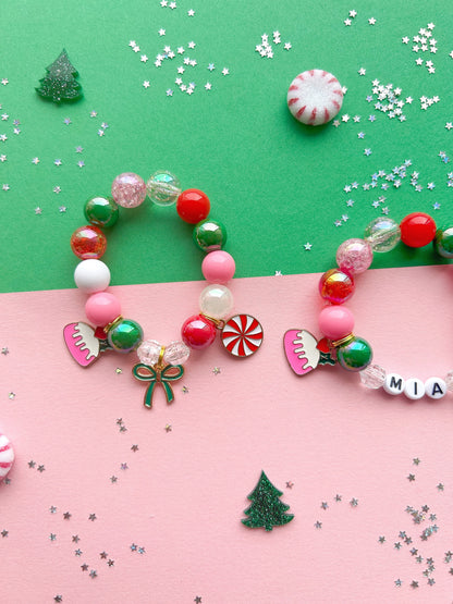 Christmas Pudding Peppermint Ribbon Charm Bracelet – Katherine Kelly Design
