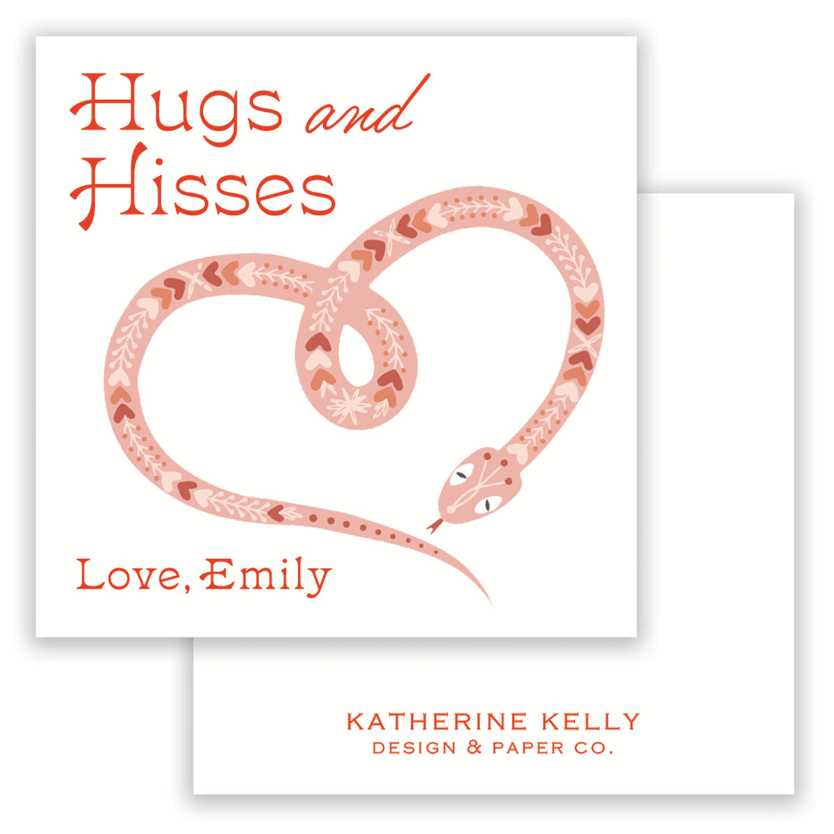 Hugs & Hisses Valentine's Day Card Pink Snake Valentine – Katherine ...