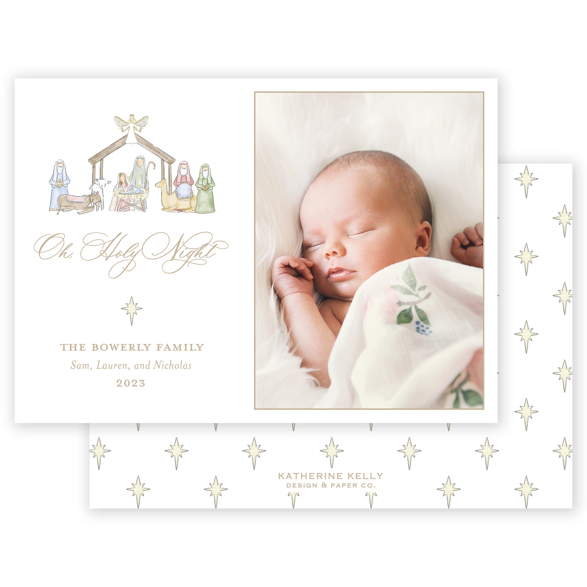 gold landscape nativity holiday card – Katherine Kelly Design